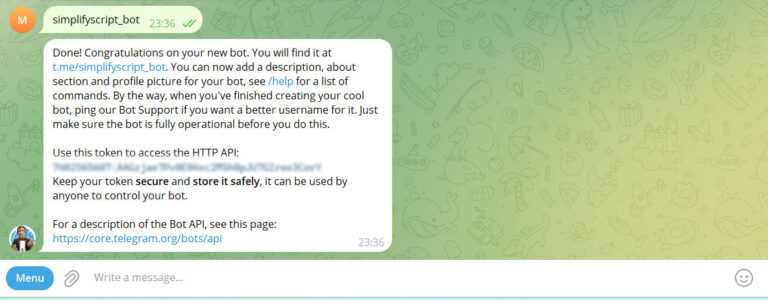 Send Message From Website To Telegram Bot Through Javascript